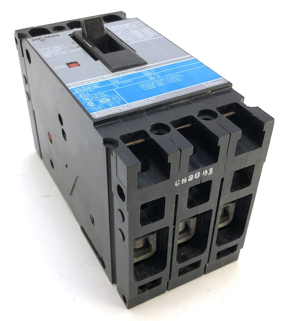 Siemens ED43B100 3 Pole 100 Amp 480 Vac Circuit Breaker (V4 ...