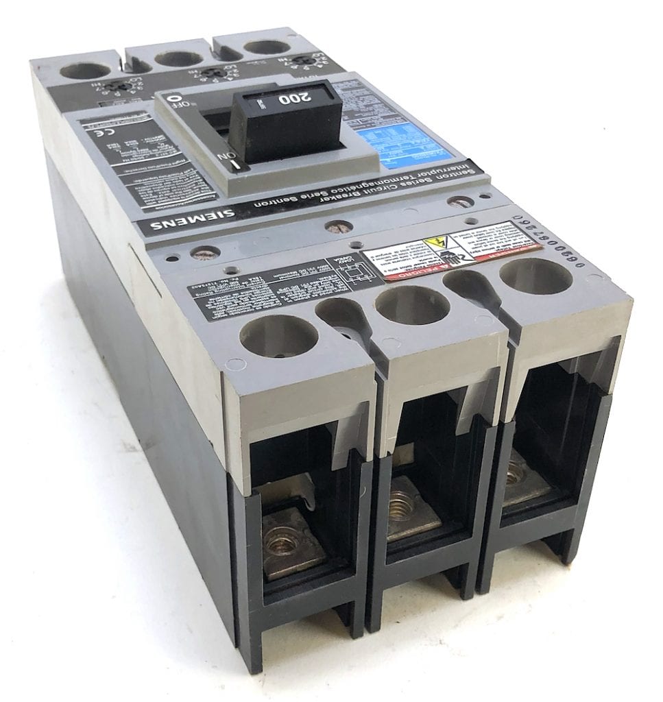 Siemens FXD63B200 3 Pole 200 Amp 600 Vac Circuit Breaker w/200 Amp Trip ...