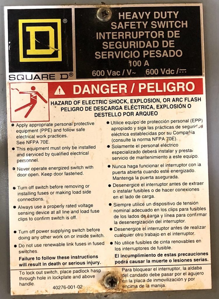 Square D H363RB 3 Pole 100 Amp 600 Vac Type 3R Heavy Duty Safety Switch ...